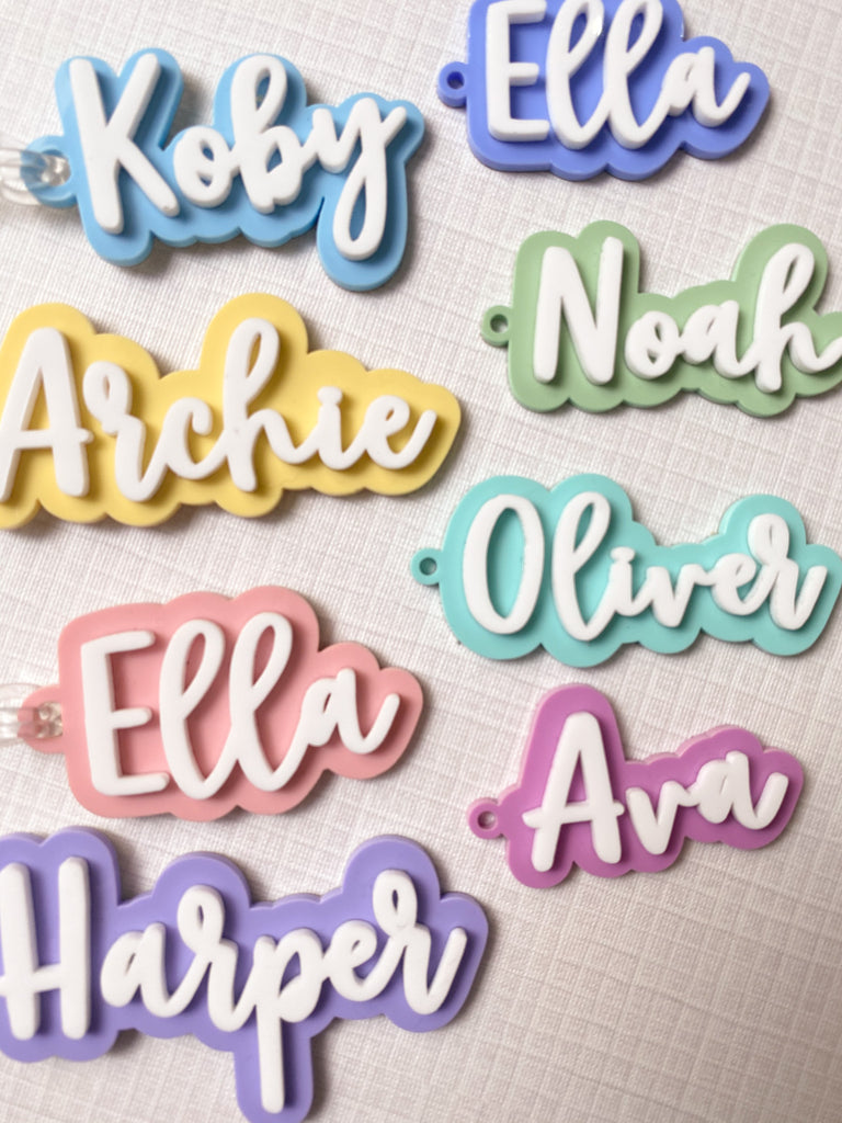 Kids 3D Acrylic Bag Tags - Elkwood Designs