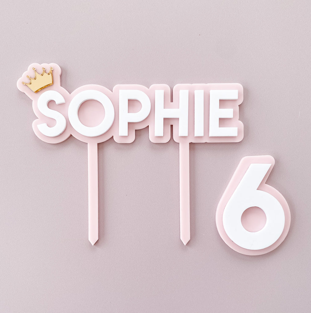 3D Princess Birthday Cake Topper with number - Elkwood Designs